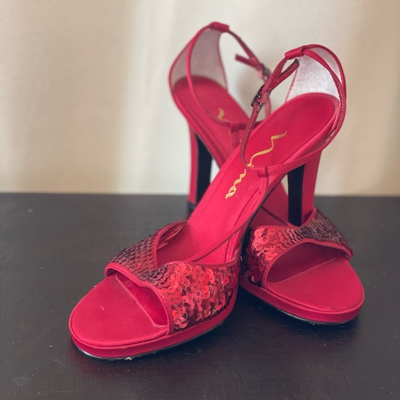 Nina | Shoes | Vintage Red Satin And Sequin Pumps | Poshmark